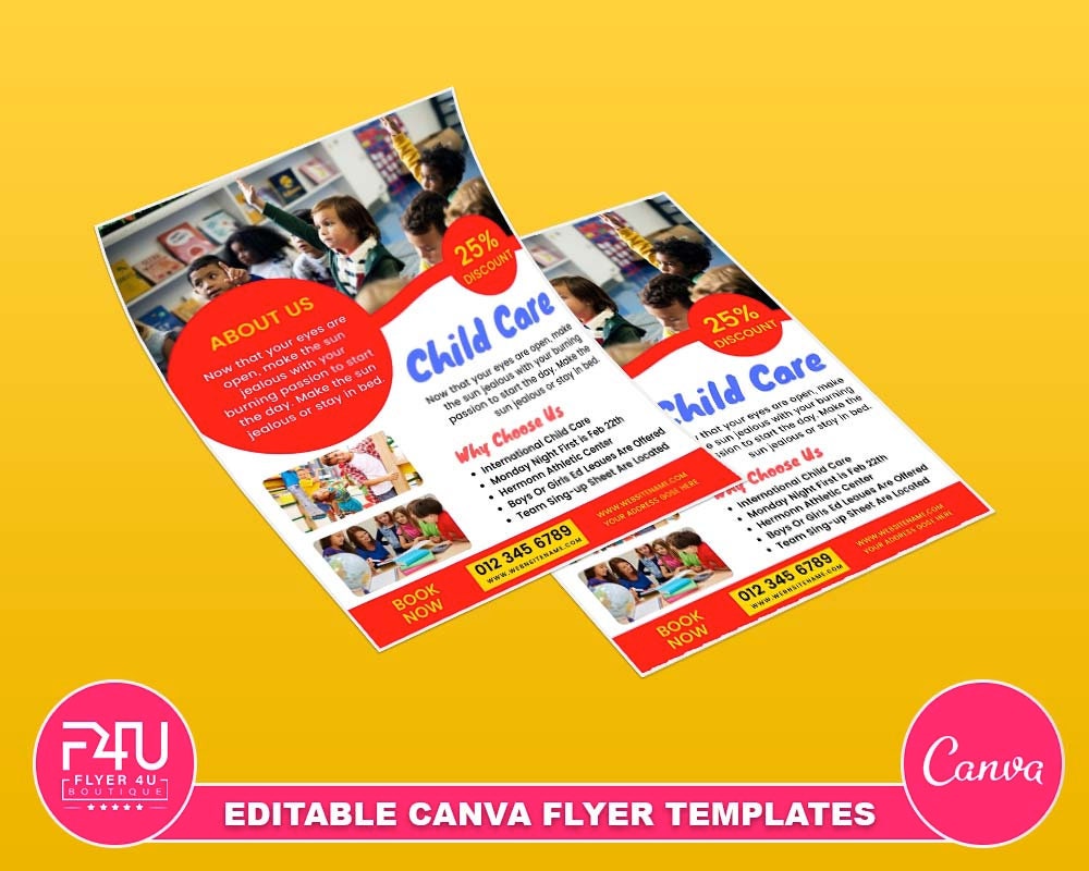 Child Care Flyer, DIY Canva Child Care Flyer, Editable Canva US Letter ...