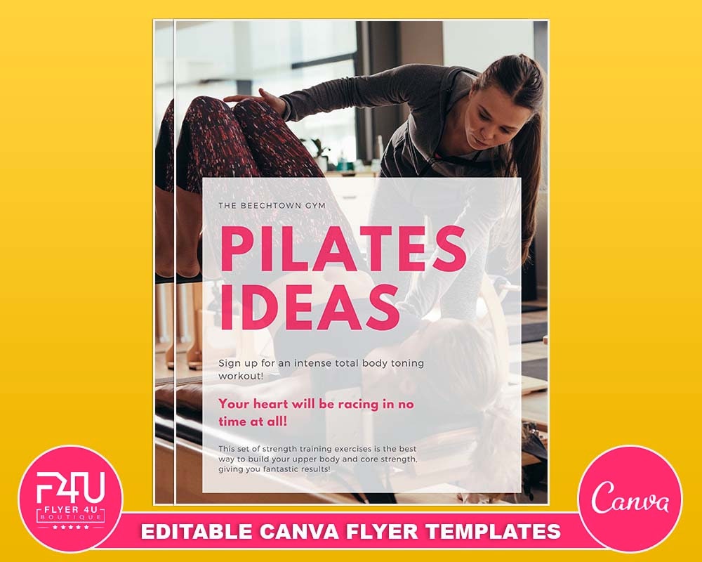 Pilates Flyer, DIY Canva Pilates Flyer Template 2022, Editable US ...