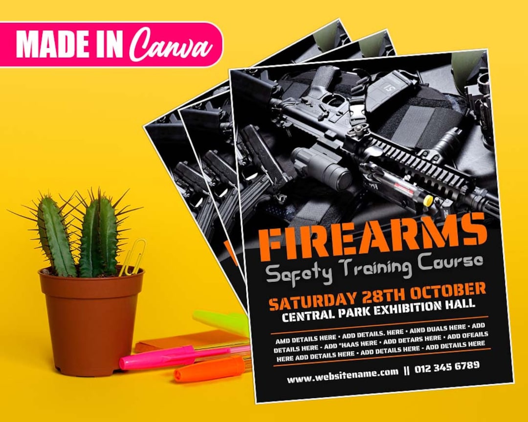 Firearms Training Flyer, DIY Canva Firearms Training Flyer, Editable ...