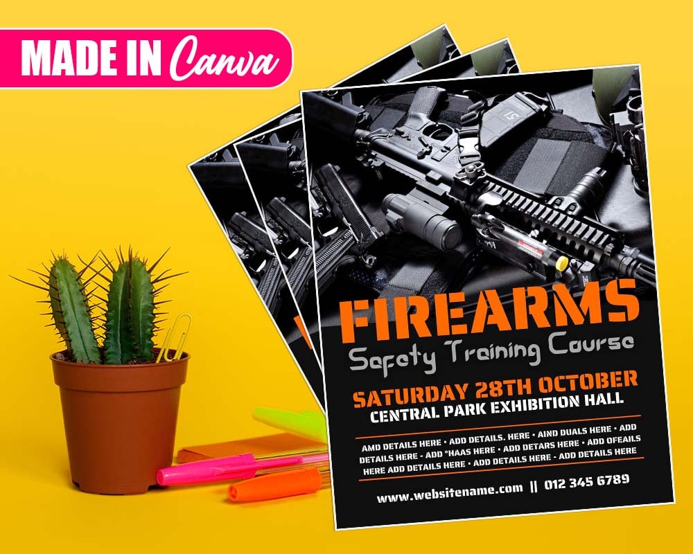 Firearms Training Flyer, DIY Canva Firearms Training Flyer, Editable ...