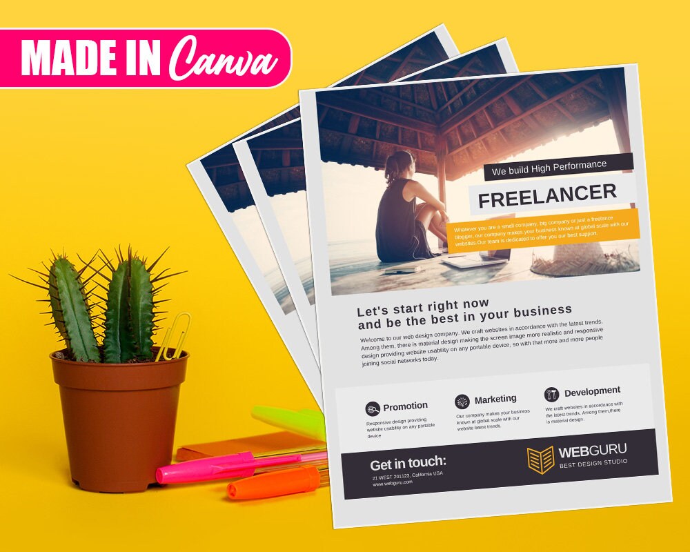 Freelance Writer Flyer, DIY Canva Freelance Writer Flyer Template 2022 ...