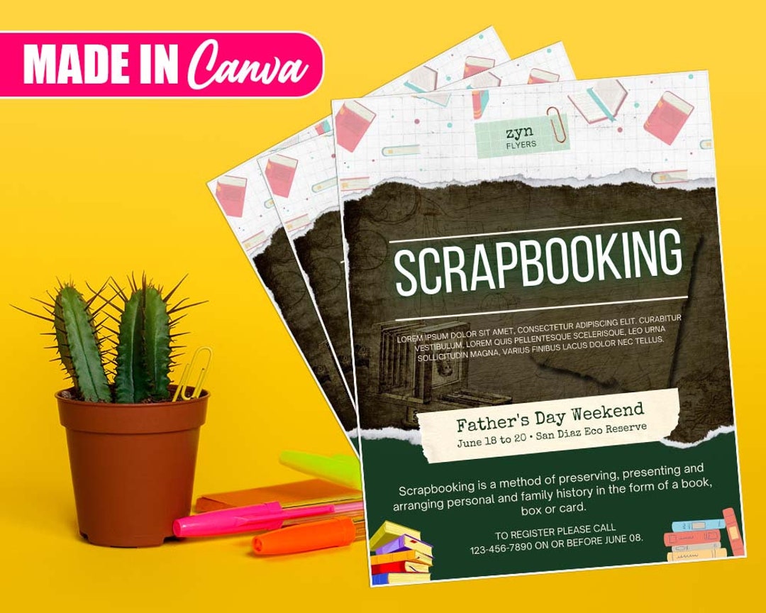 Scrapbooking Flyer, DIY Canva Scrapbooking Flyer Template 2022 ...