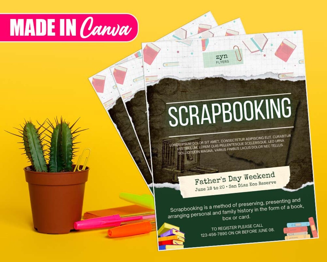 Scrapbooking Flyer, DIY Canva Scrapbooking Flyer Template 2022 ...