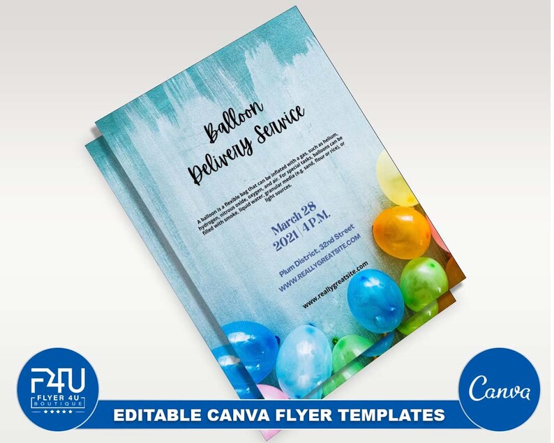 Balloon Delivery Service Flyer DIY Canva Balloon Delivery - Etsy