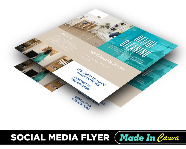 Office Cleaning Flyer, DIY Canva Office Flyer, Editable Social Media Flyer Template for Office ...