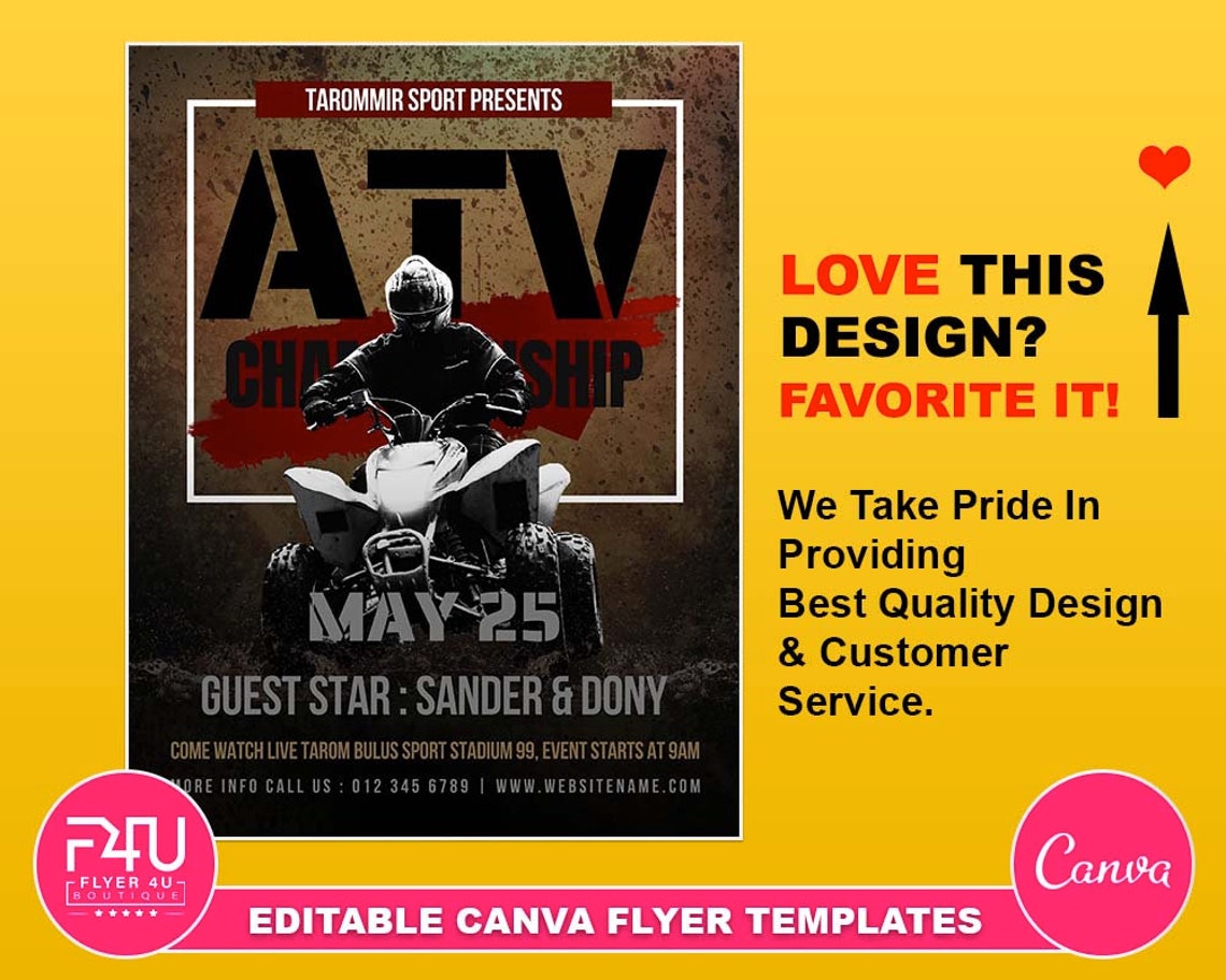 ATV Tournament Flyer DIY Canva Atv Tournament Flyer Editable - Etsy