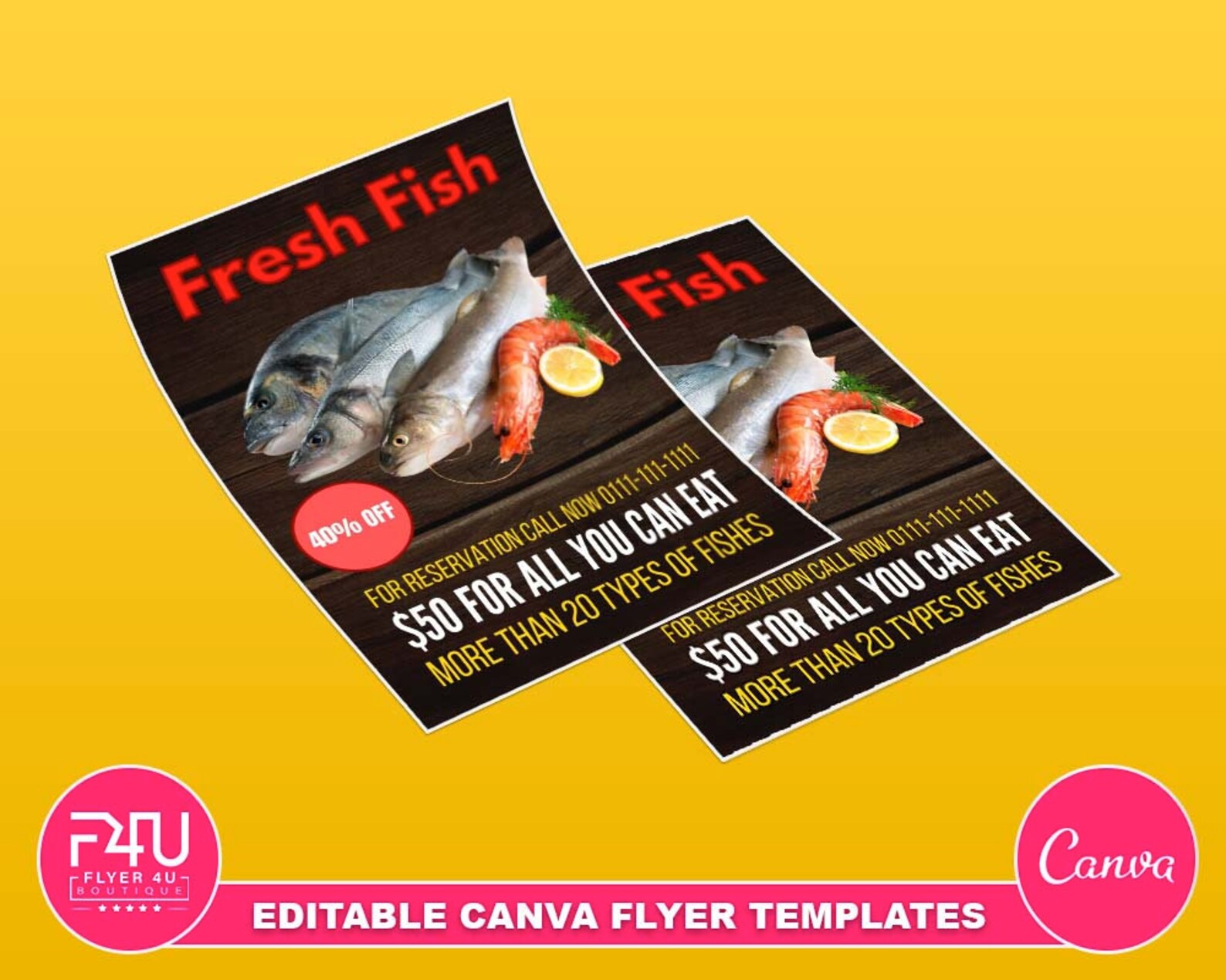 Fish Sale Flyer DIY Canva Fish Sale Templates Editable Canva - Etsy