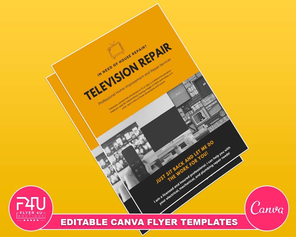 Television Repair Flyer DIY Canva Television Repair Flyer - Etsy