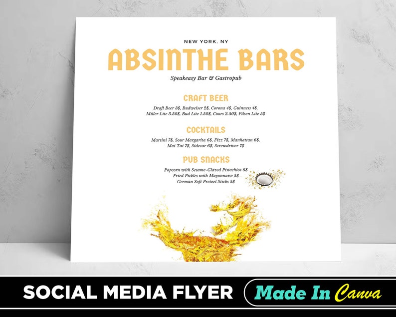 Absinthe Bars Flyer, DIY Canva Absinthe Bars Flyer Template 2022 ...