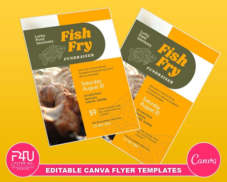 Fish Fry Flyer DIY Canva Fish Fry Flyer Template Editable US - Etsy