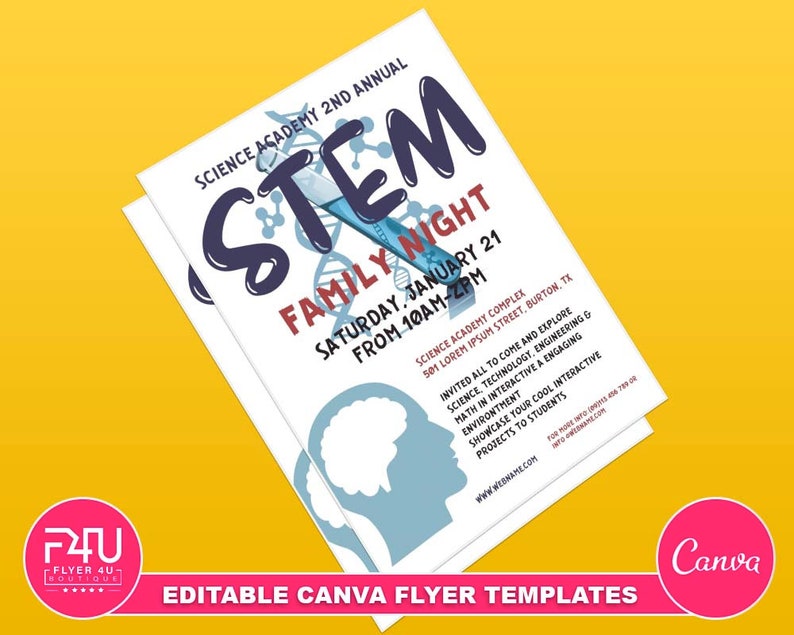 STEM Event Flyer, DIY Canva Stem Event Flyer, Editable Canva US Letter ...