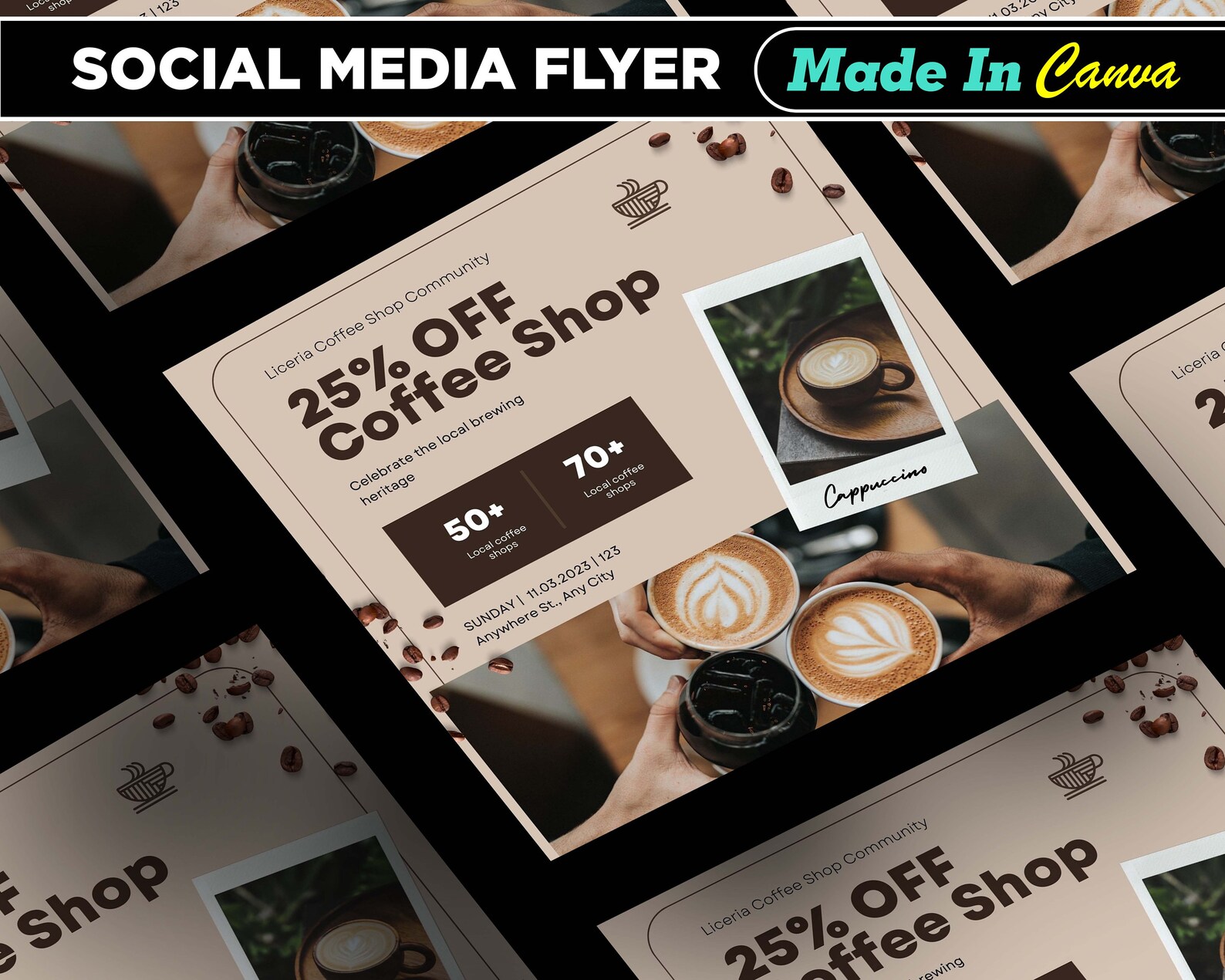 Coffee Shop Marketing Flyer, DIY Canva Coffee Shop Marketing Template ...