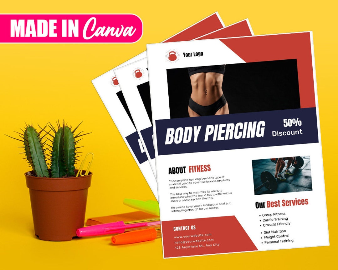 Body Piercing Flyer DIY Canva Body Piercing Flyer Template - Etsy