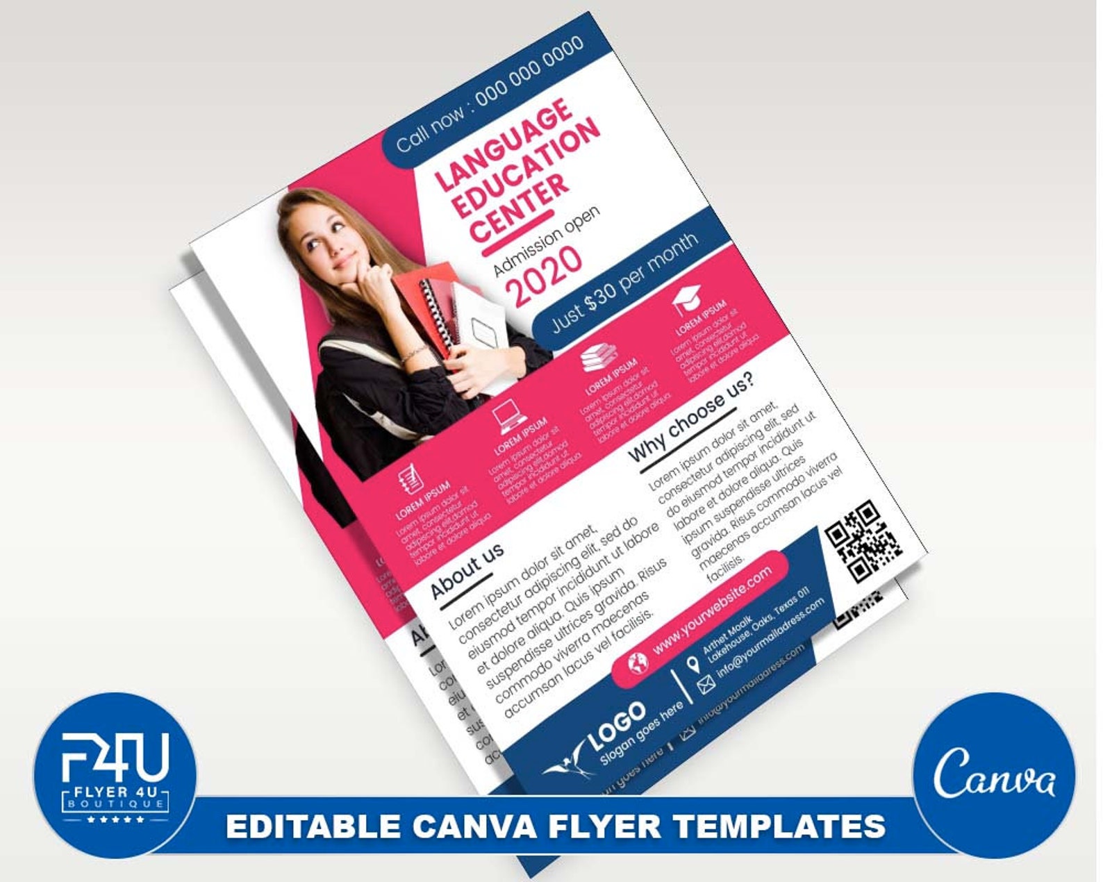 School Flyer DIY Canva School Flyer Template 2021 Editable | Etsy