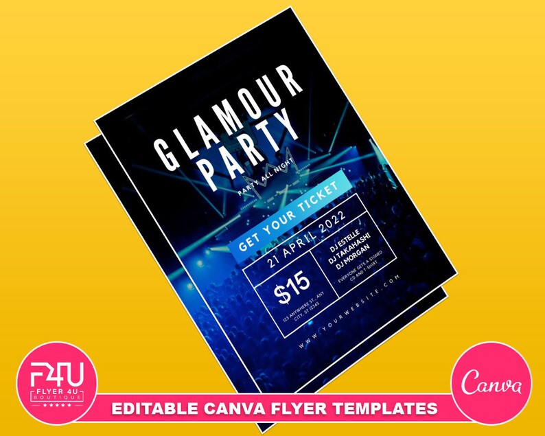 Glamour Party Flyer DIY Canva Glamour Party Flyer Template - Etsy