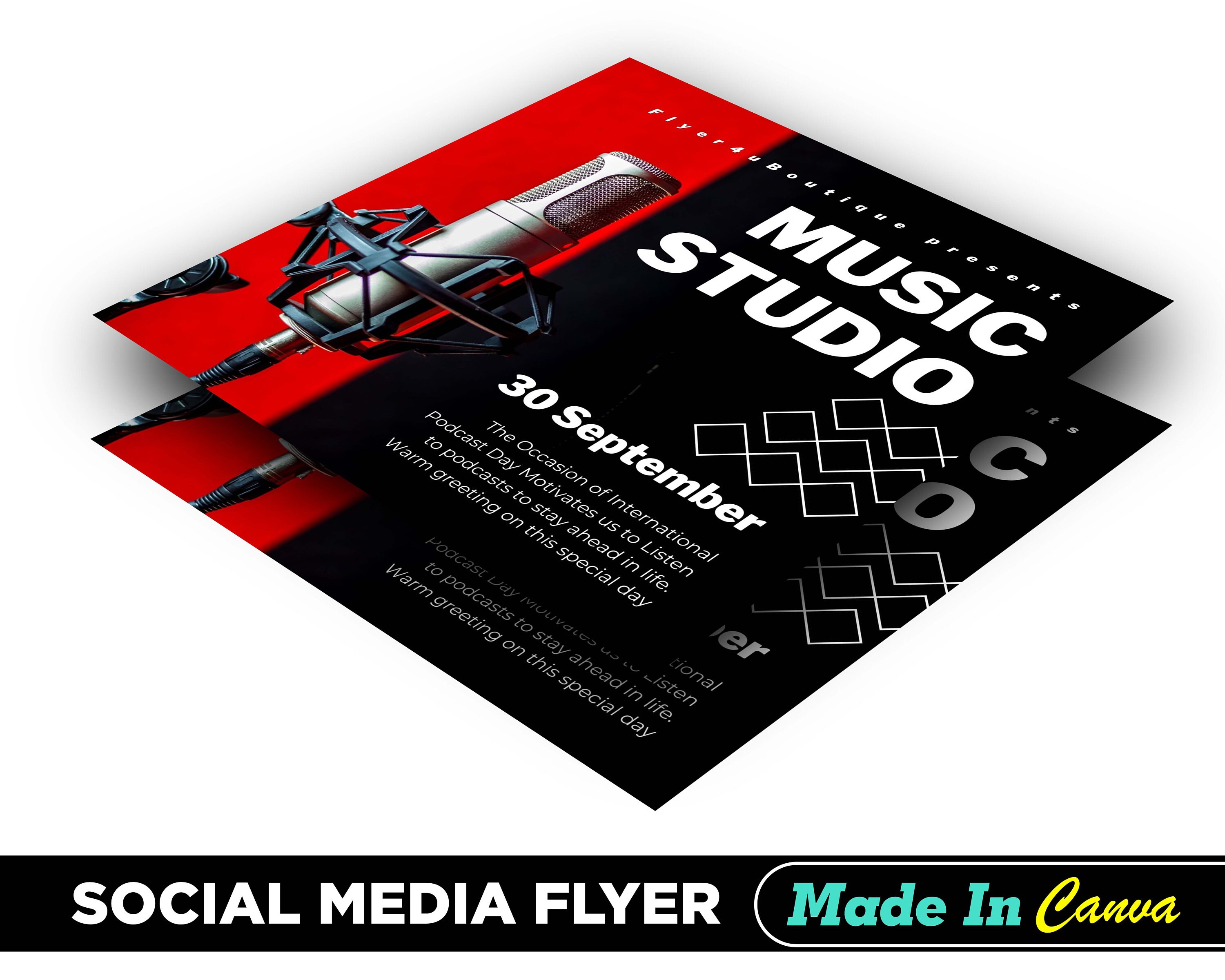 Music Studio Flyer, DIY Canva Music Studio Flyer Template, Editable ...