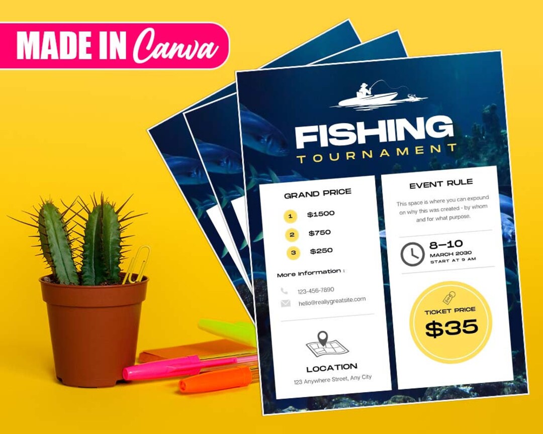 Fishing Tournament Flyer, DIY Canva Fishing Tournament Templates ...