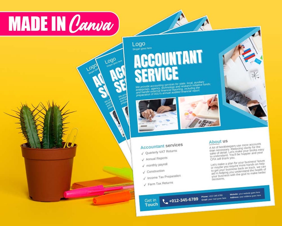 Accountant Flyer, DIY Canva Accountant Flyer Template 2022, Editable US ...