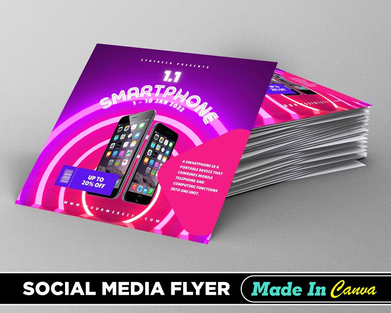 Smartphone Flyer, DIY Canva Smartphone Flyer Template 2022, Editable ...