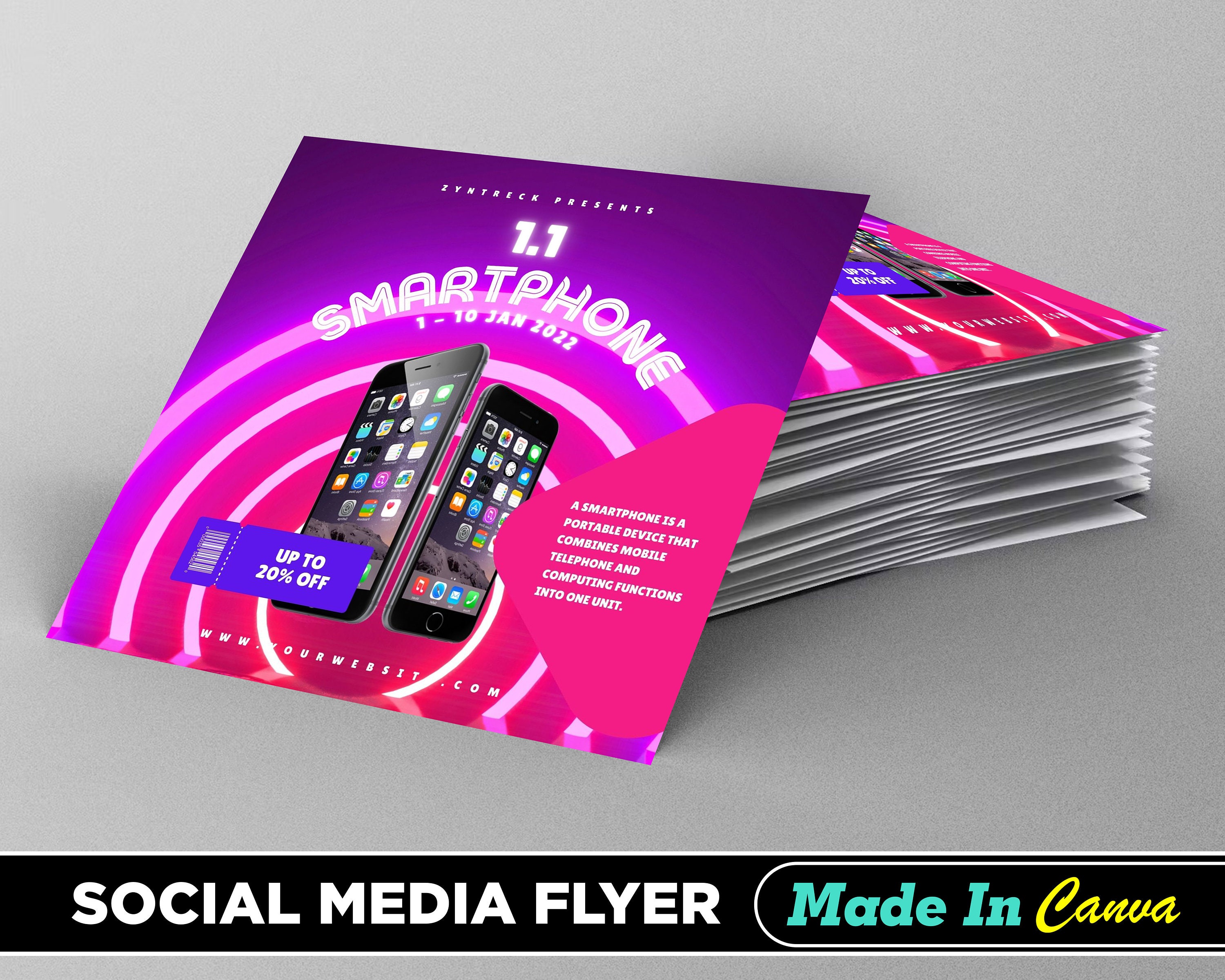 Smartphone Flyer, DIY Canva Smartphone Flyer Template 2022, Editable ...