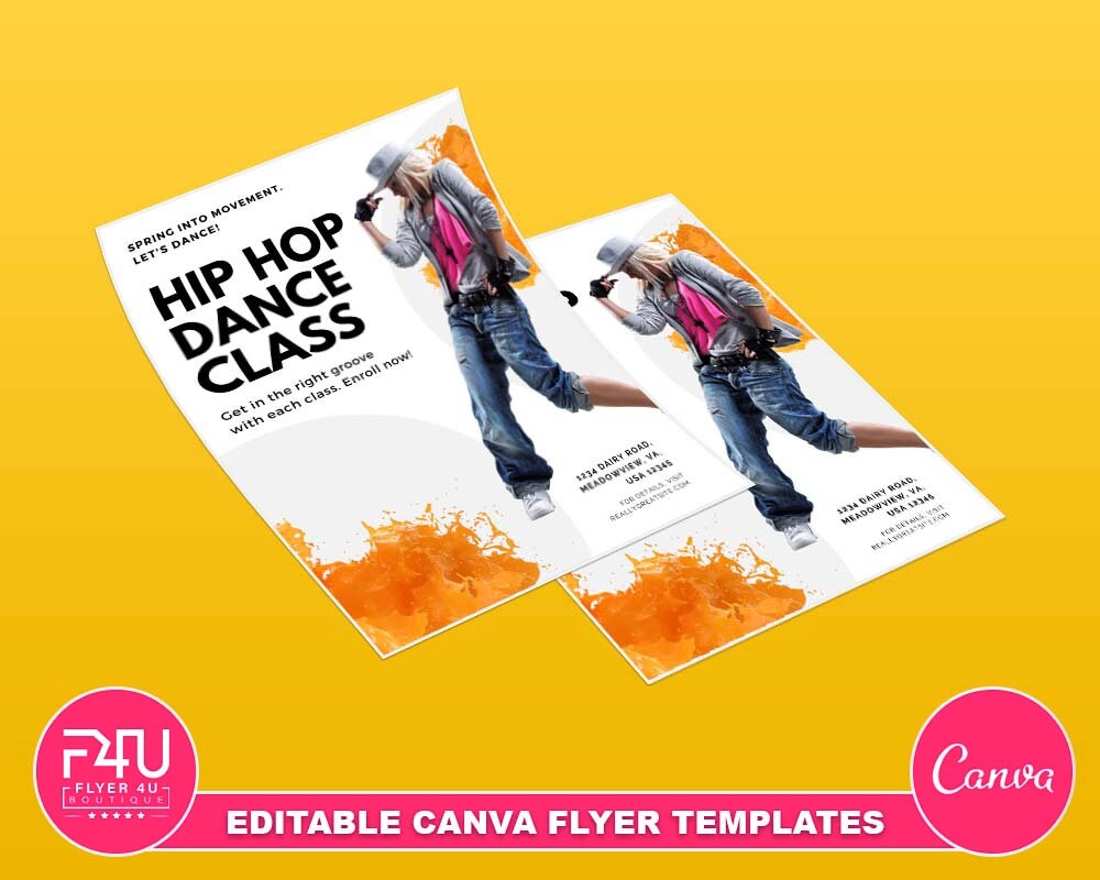 Hip Hop Dance Class Flyer DIY Canva Hip Hop Dance Class - Etsy