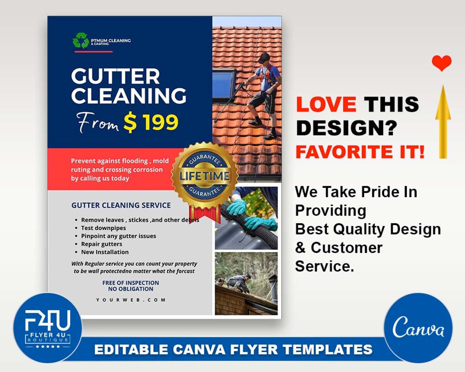 Gutter Cleaning Flyer, DIY Canva Gutter Cleaning Flyer Template 2022 ...