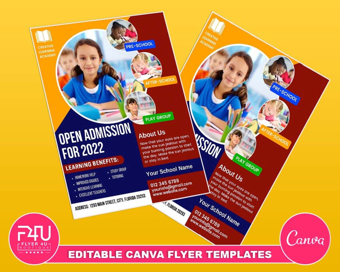 Children School Flyer DIY Canva Children School Flyer - Etsy