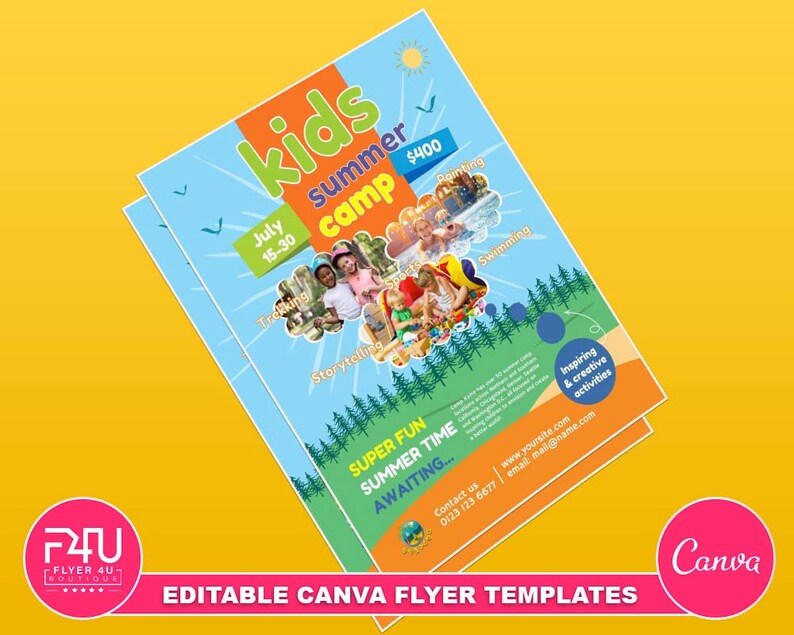 Kids Summer Camp Flyer, DIY Canva Kids Summer Camp Flyer 2022, Editable ...