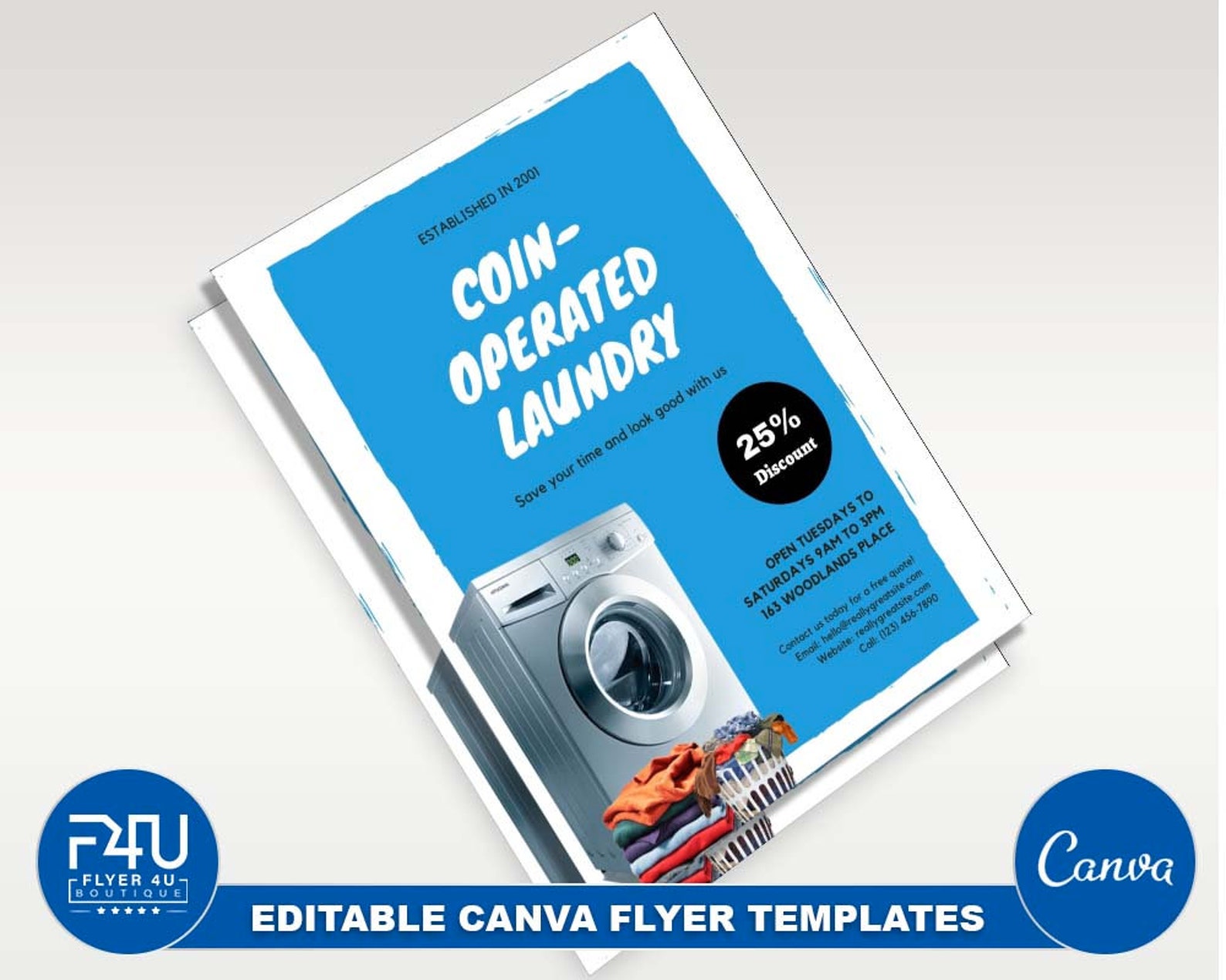 Coin Operated Laundry Service Flyer, DIY Canva Coin Operated Laundry ...
