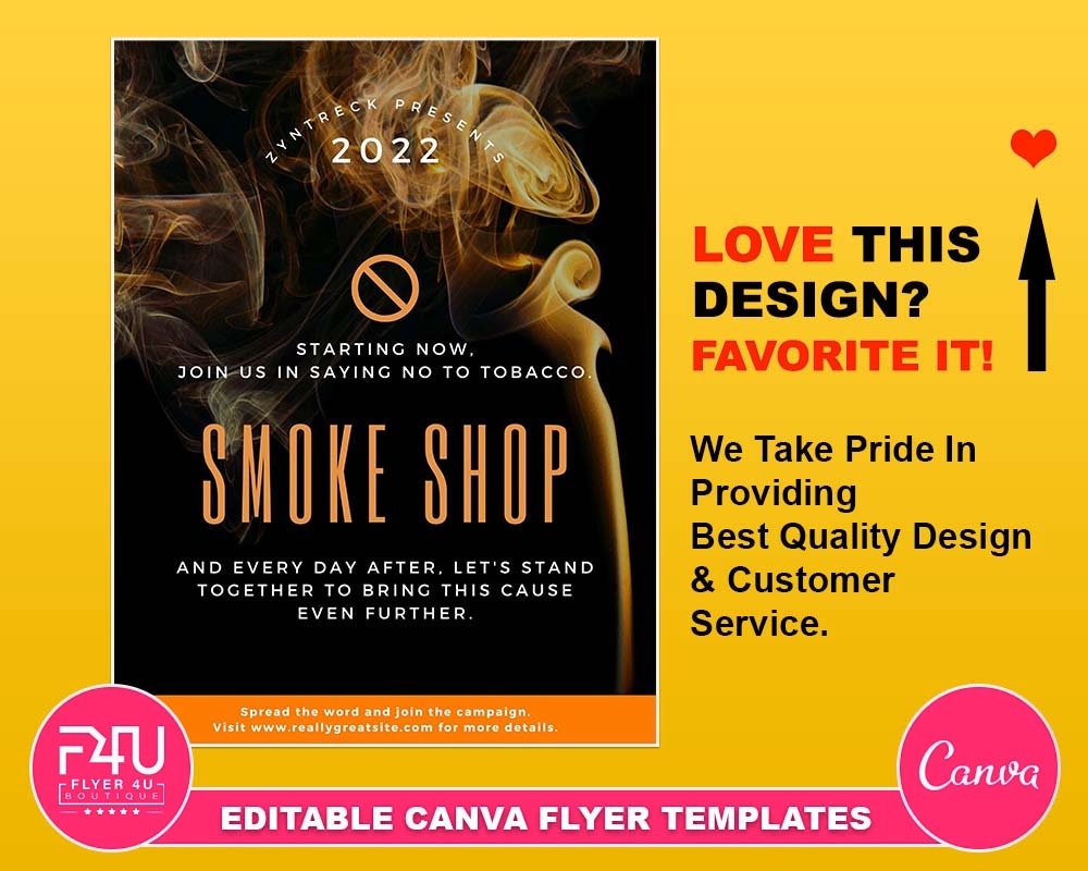 Smoke Shop Flyer, DIY Canva Smoke Shop Templates, Editable Canva US ...