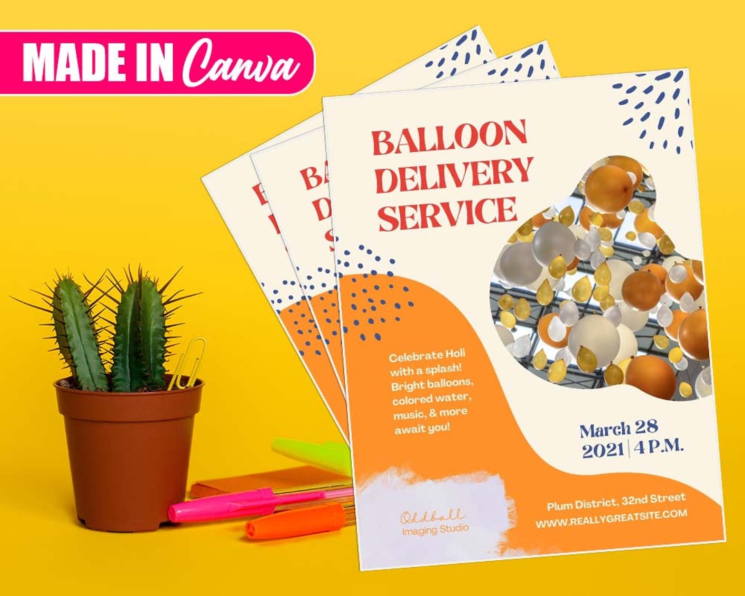 Balloon Delivery Service Flyer DIY Canva Balloon Delivery - Etsy