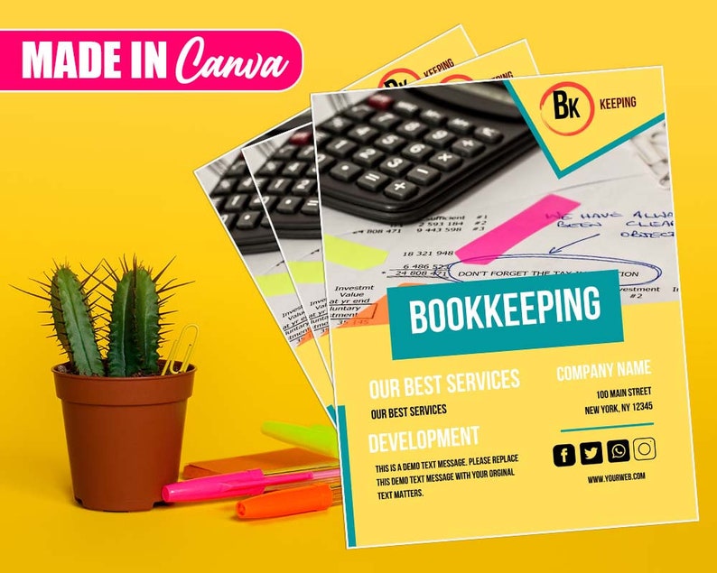 Bookkeeping Flyer, DIY Canva Bookkeeping Flyer Template 2022, Editable ...