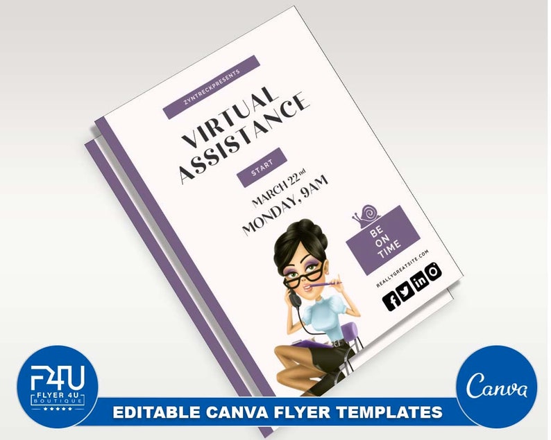 Virtual Assistant Flyer DIY Canva Virtual Assistant Flyer - Etsy