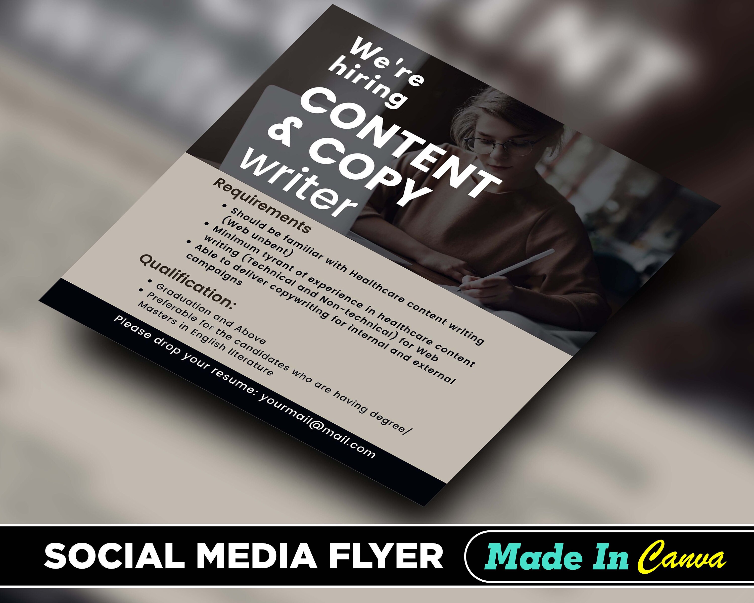 Content Writer Service Flyer DIY Canva Content Writer Service - Etsy
