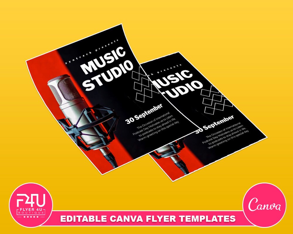 Music Studio Flyer, DIY Canva Music Studio Flyer Template, Editable US ...