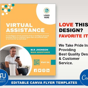 Virtual Assistant Flyer DIY Canva Virtual Assistant Flyer | Etsy