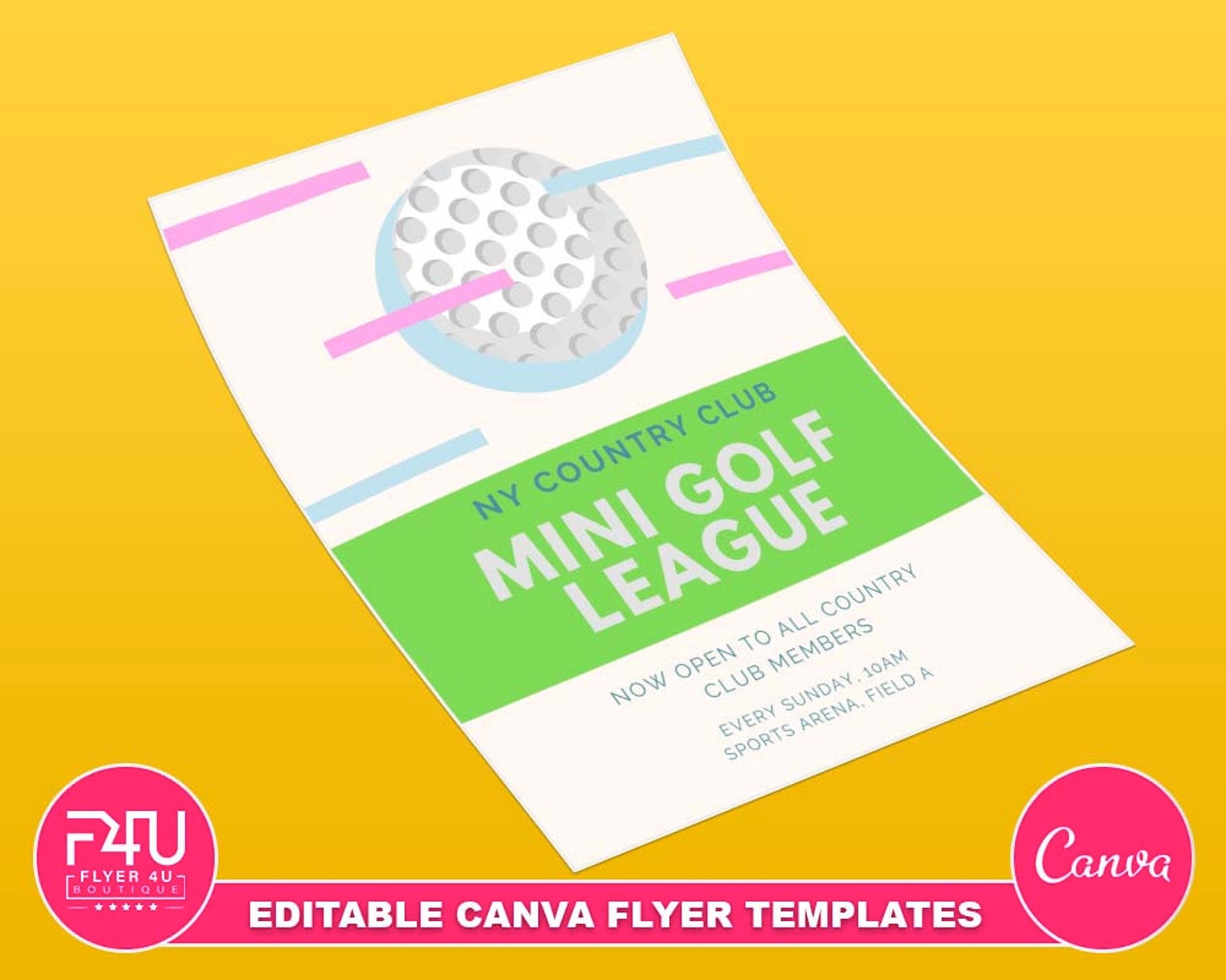 Mini Golf Flyer DIY Canva Mini Golf Templates Editable Canva - Etsy