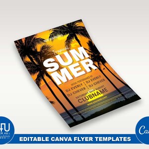 Summer Flyer, DIY Canva Summer Flyer Template 2022, Editable Canva US ...