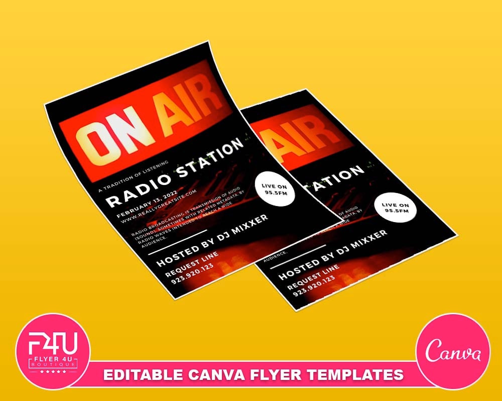 Radio Station Flyer DIY Canva Radio Station Flyer Template - Etsy