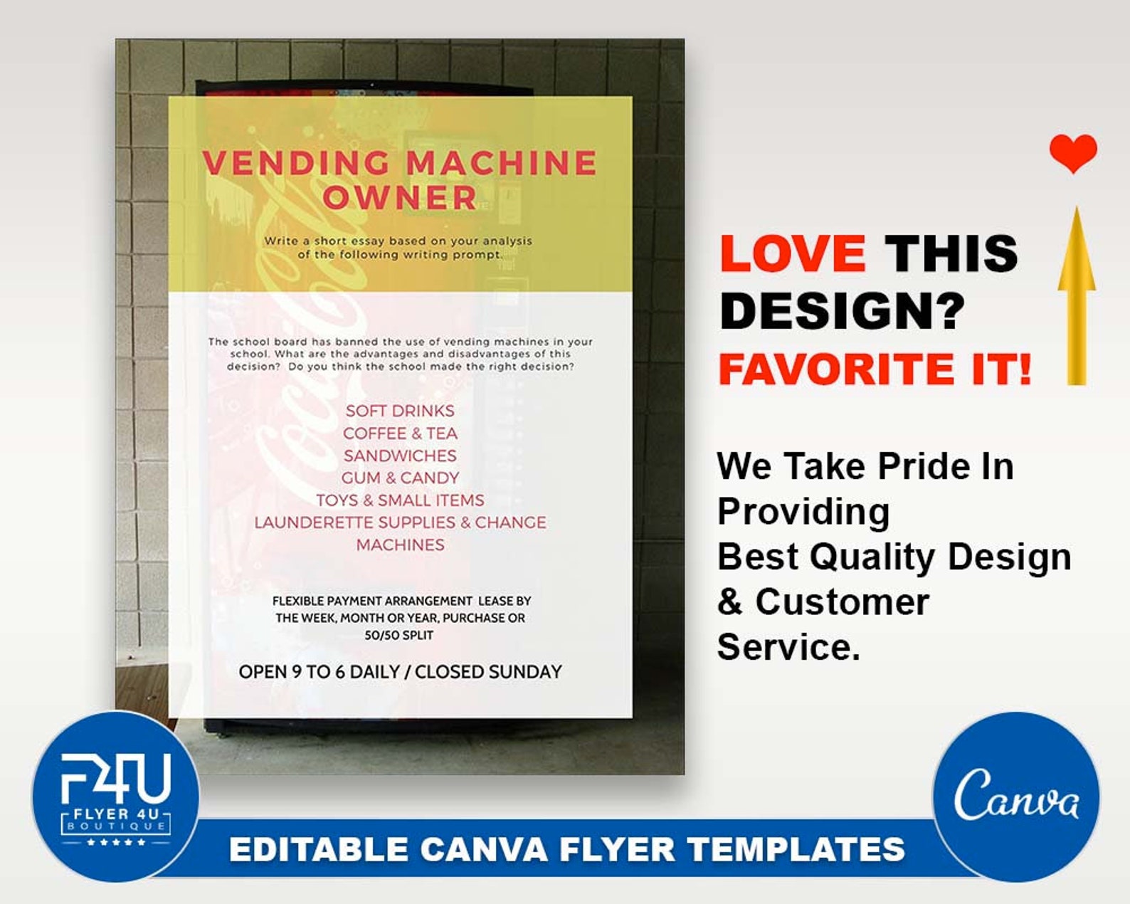 Vending Machine Flyer DIY Canva Vending Machine Template - Etsy