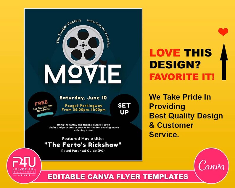 Movie Flyer, DIY Canva Movie Templates, Editable Canva US Letter Size ...