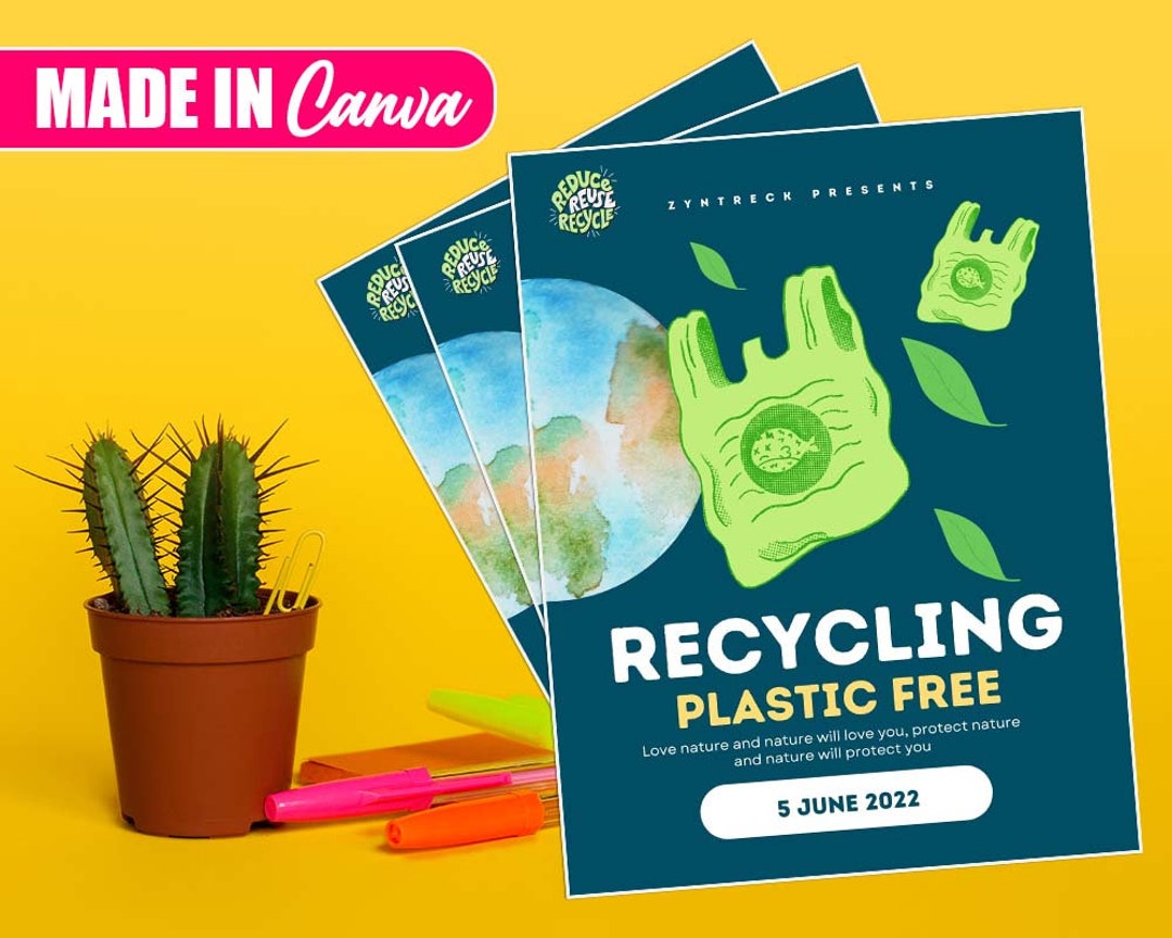 Recycling Flyer DIY Canva Recycling Flyer Editable Canva US - Etsy