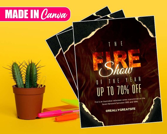 Fire Show Flyer DIY Canva Fire Show Flyer Template Editable - Etsy