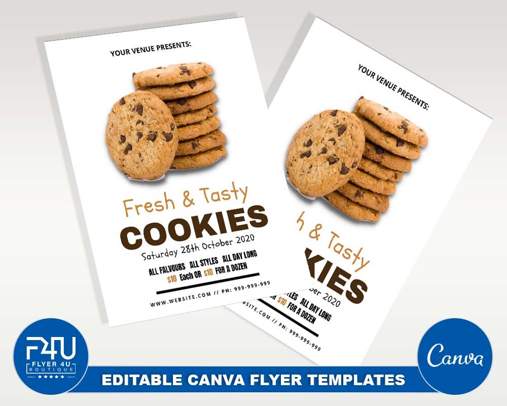 Cookies Flyer, DIY Canva Cookies Flyer Template 2022, Editable Canva US ...