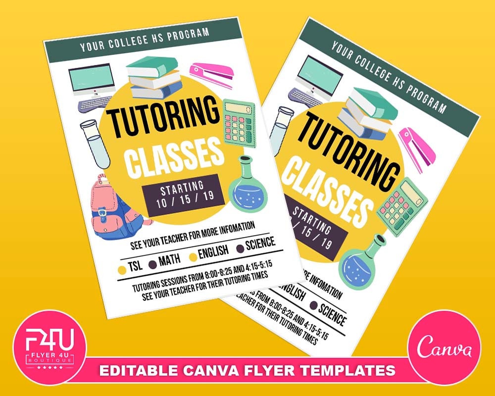 Summer Tutoring Flyers, DIY Canva Summer Tutoring Flyers, Editable ...