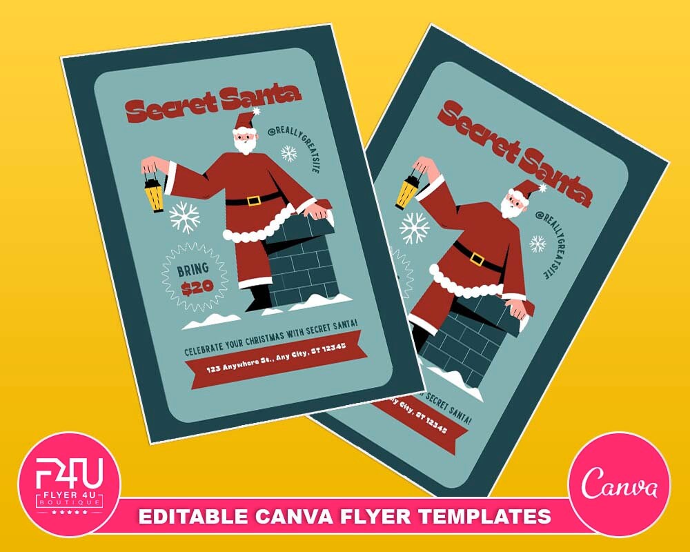 Secret Santa Gift Flyer DIY Canva Secret Santa Gift Exchange - Etsy