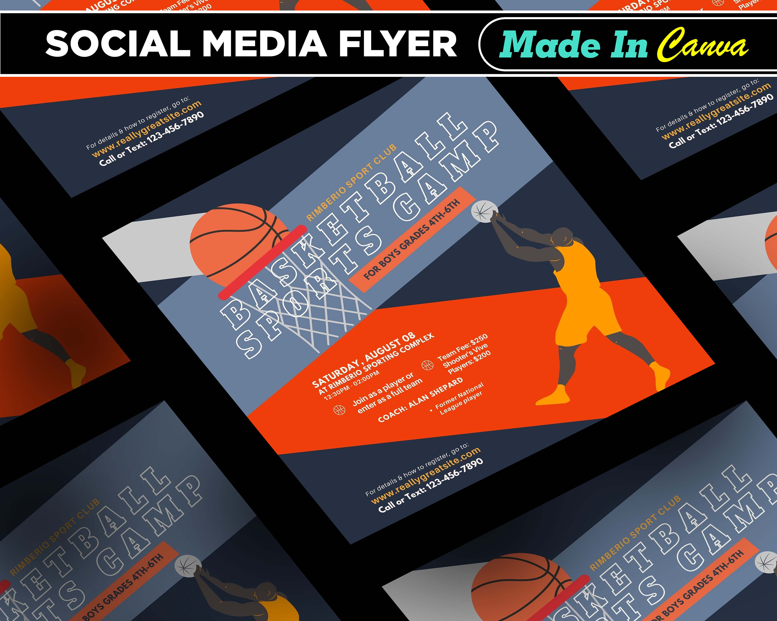Basketball Sports Camp Flyer, DIY Canva Basketball Sports Camp Flyer ...