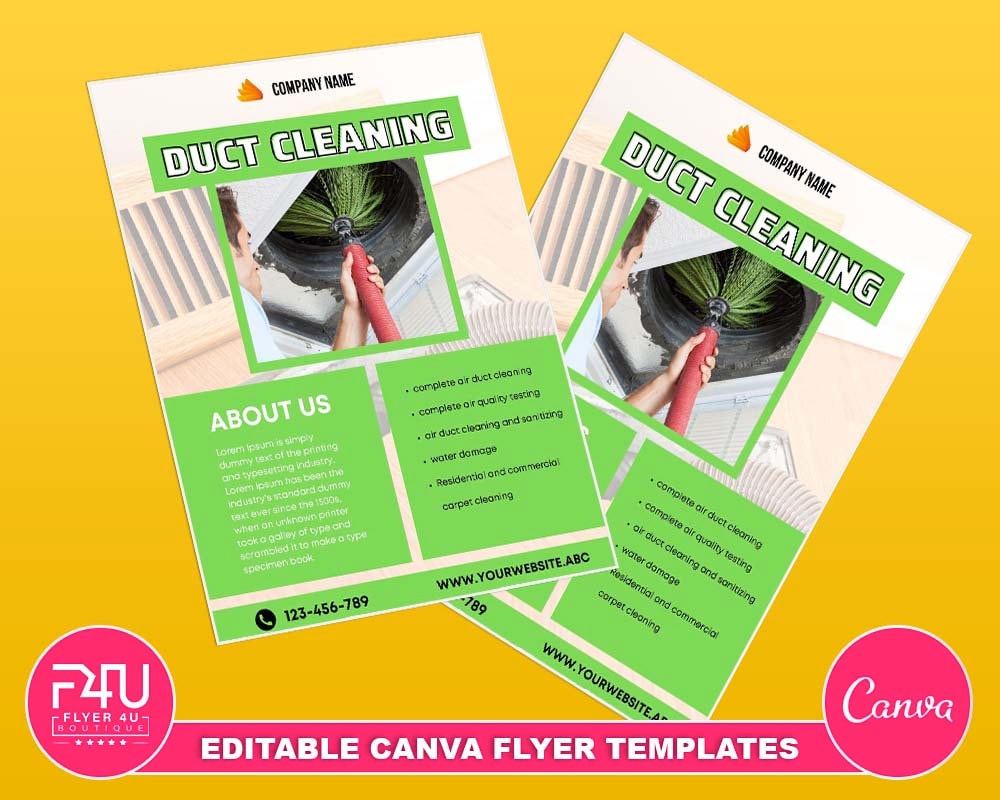 Duct Cleaning Flyer, DIY Canva Duct Cleaning Flyer, Editable Canva US ...