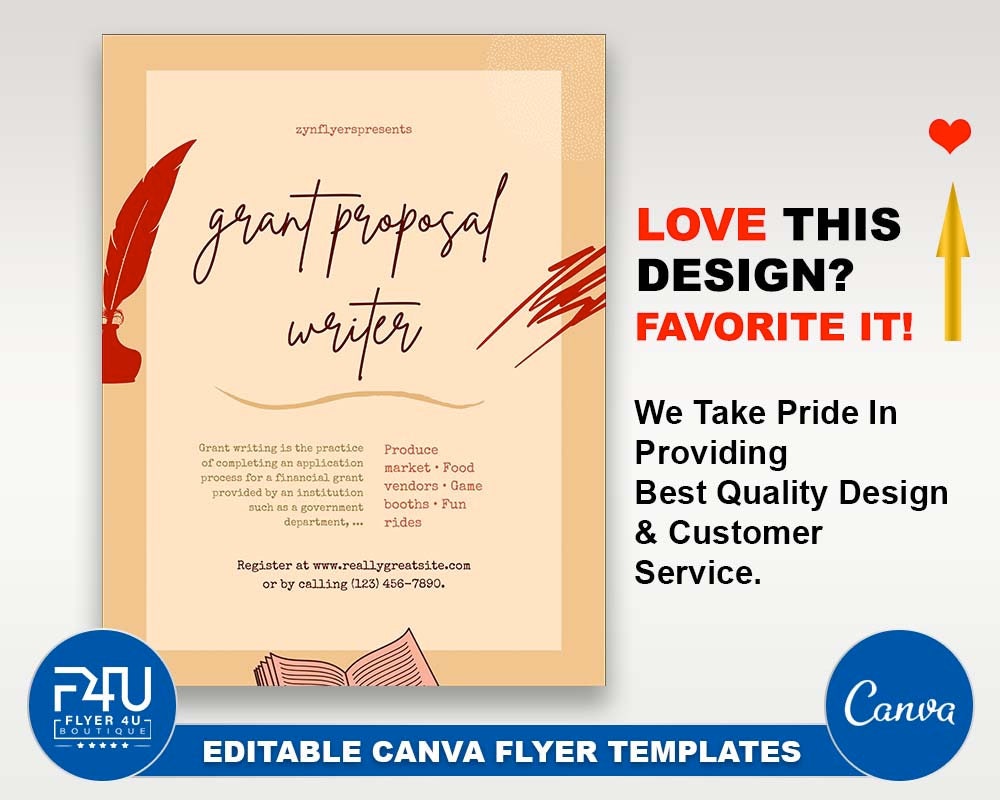 Grant Proposal Writer Flyer, DIY Canva Grant Proposal Writer Flyer ...
