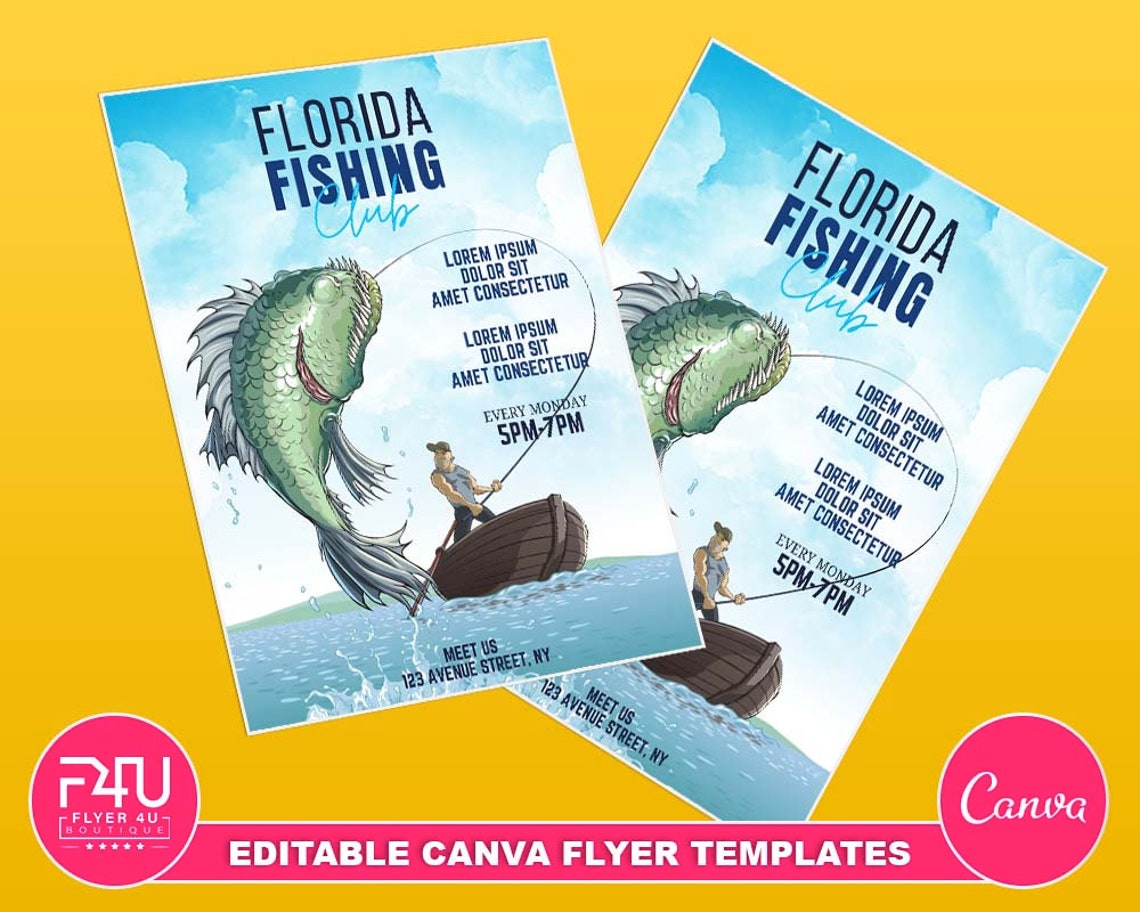 Fishing Club Flyer DIY Canva Fishing Club Templates Editable - Etsy